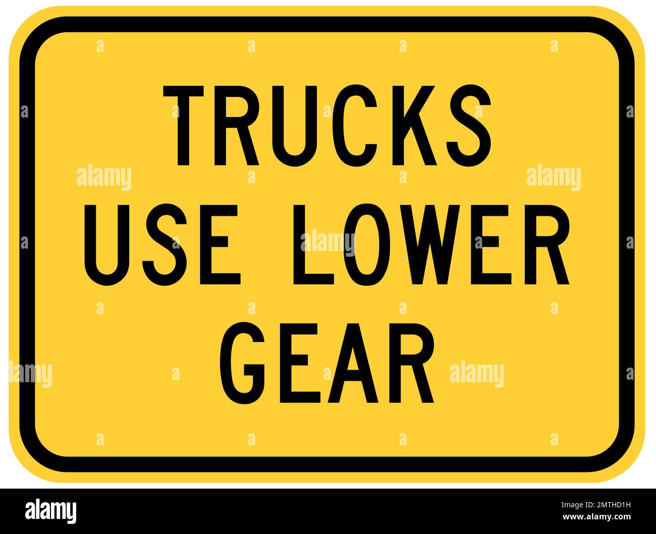 Trucks use low gear warning sign Stock Photo - Alamy