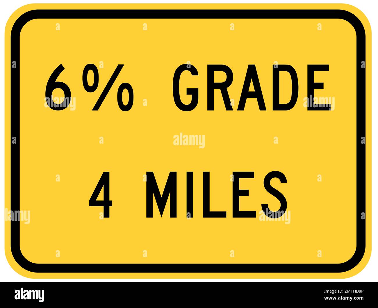 Percent grade distance miles warning sign Stock Photo - Alamy