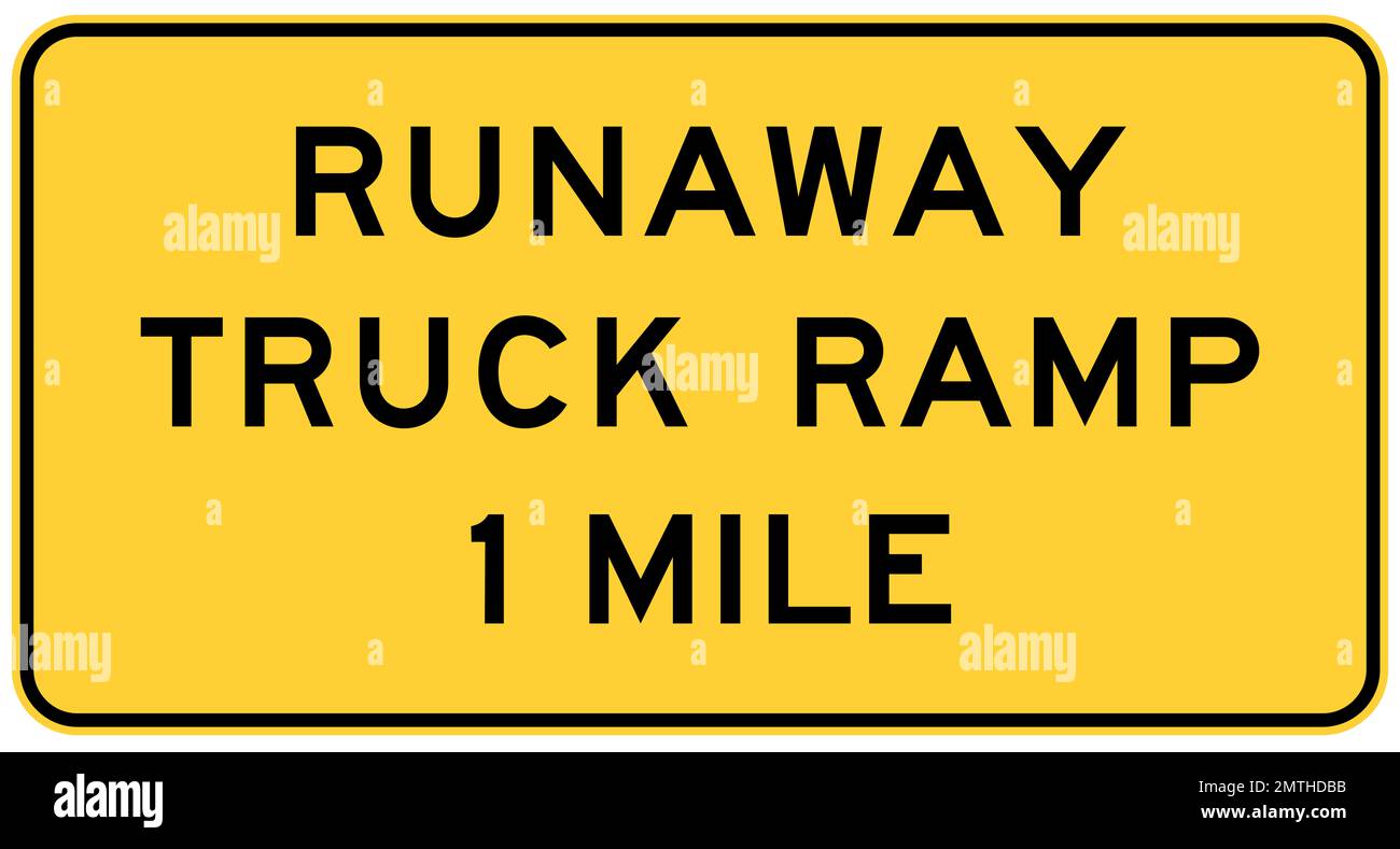 Runaway truck warning sign Stock Photo - Alamy