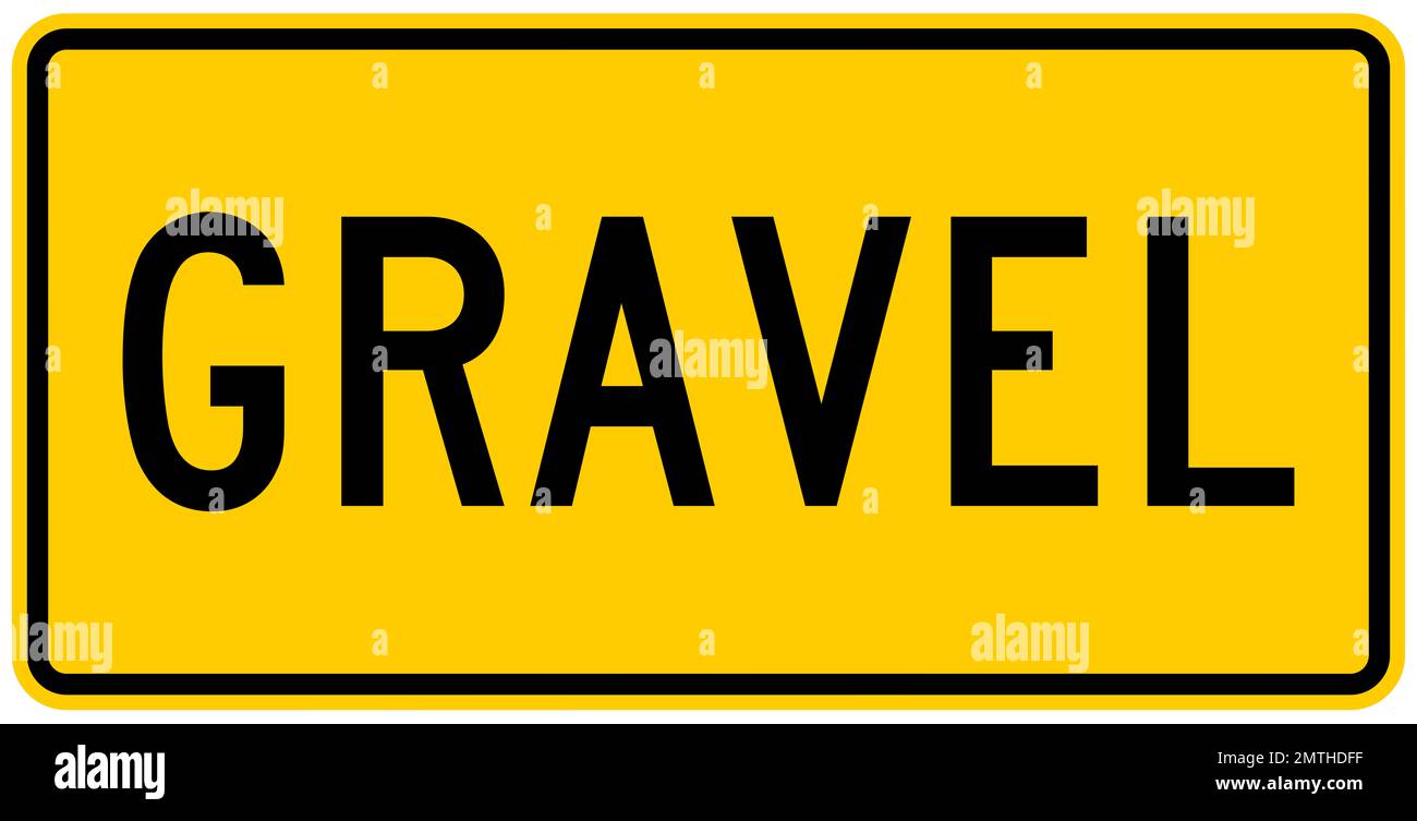 Gravel road warning sign Stock Photo - Alamy