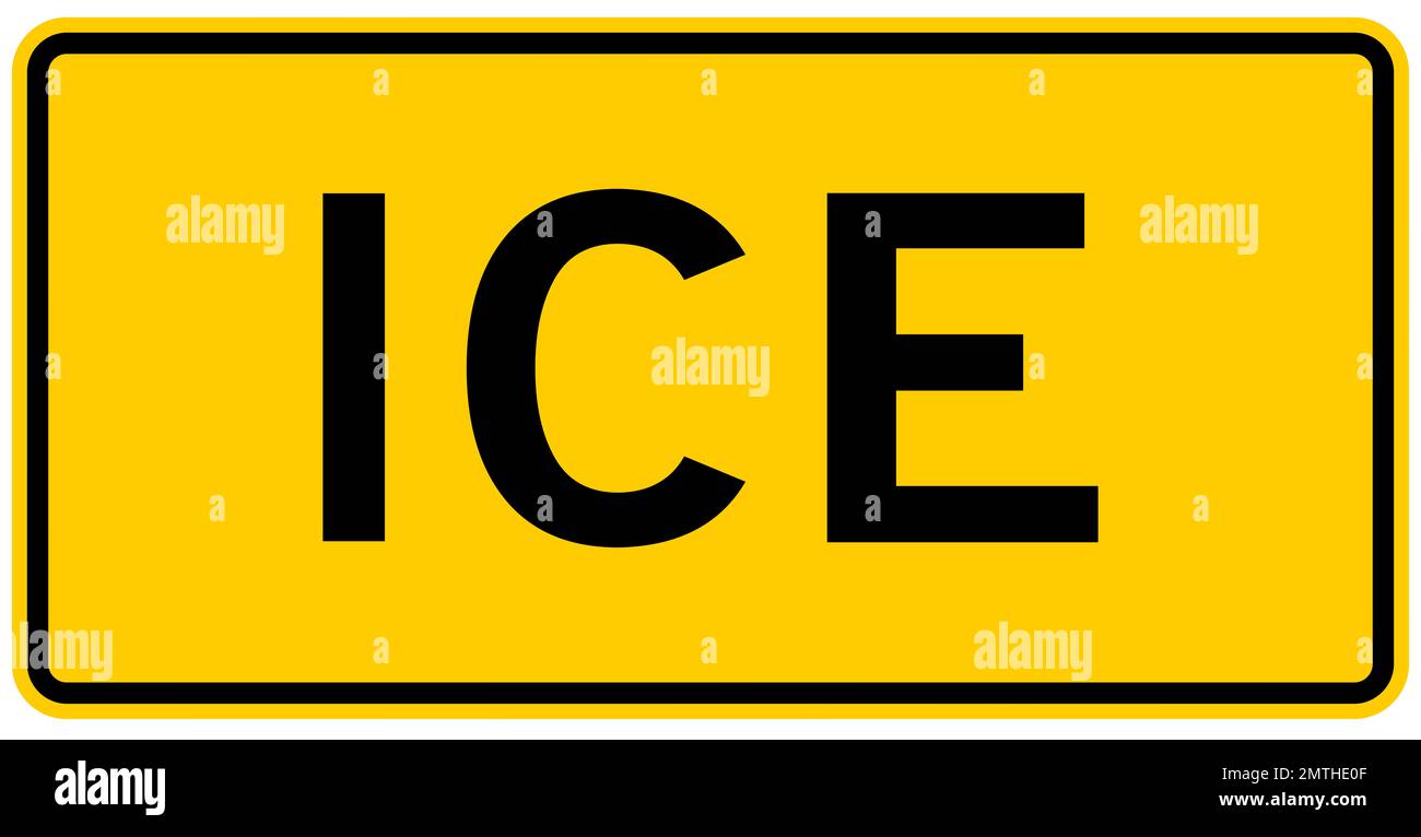 Ice warning sign Stock Photo - Alamy