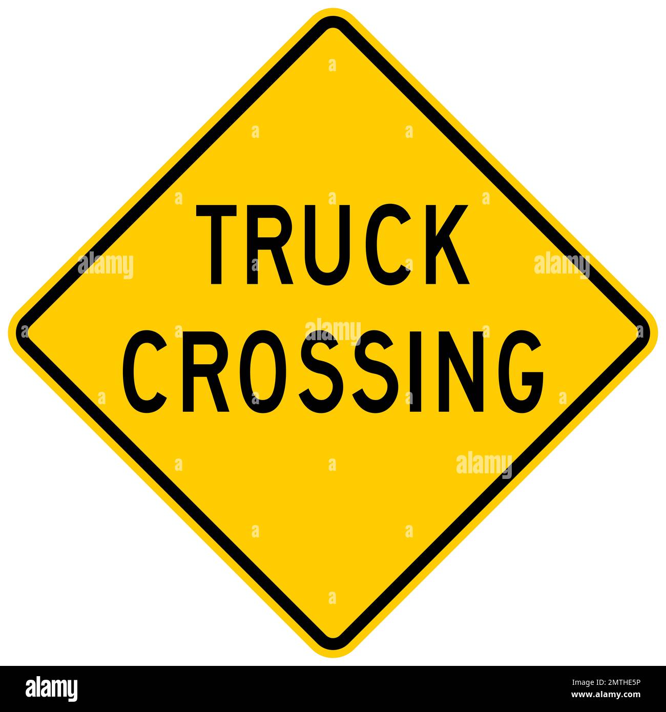 Truck crossing warning sign Stock Photo - Alamy