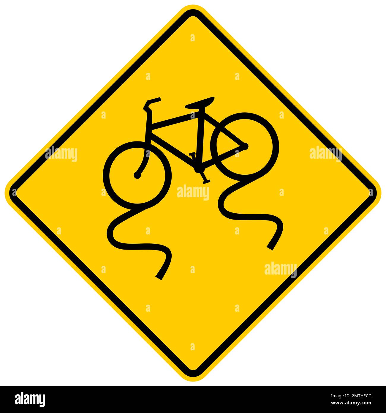 Bicycle surface condition warning sign Stock Photo - Alamy