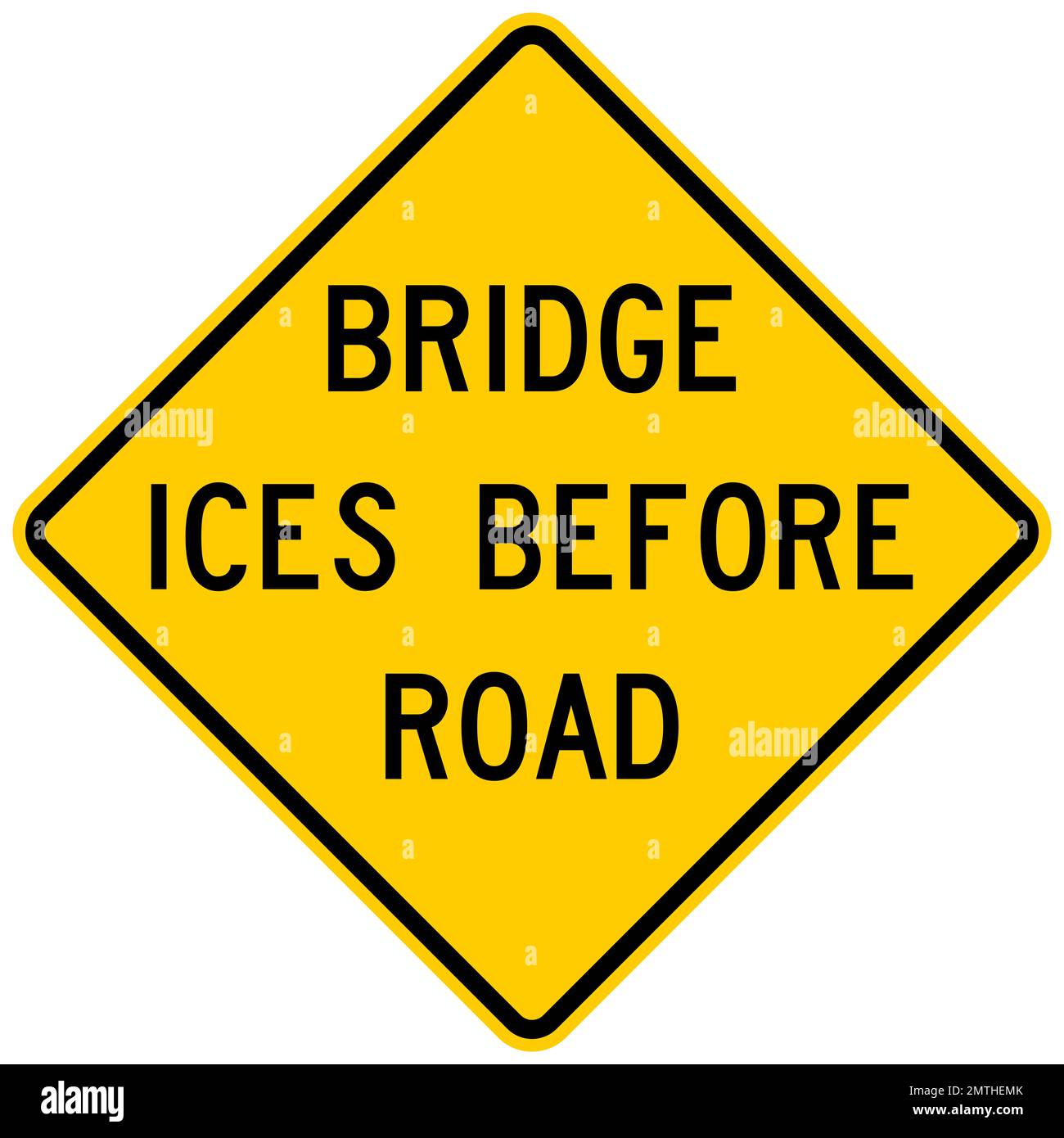 Bridge ices before road warning sign Stock Photo - Alamy