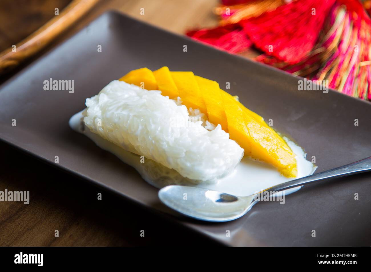 Mango sticky rice in a restaurant in Bangkok Stock Photo - Alamy