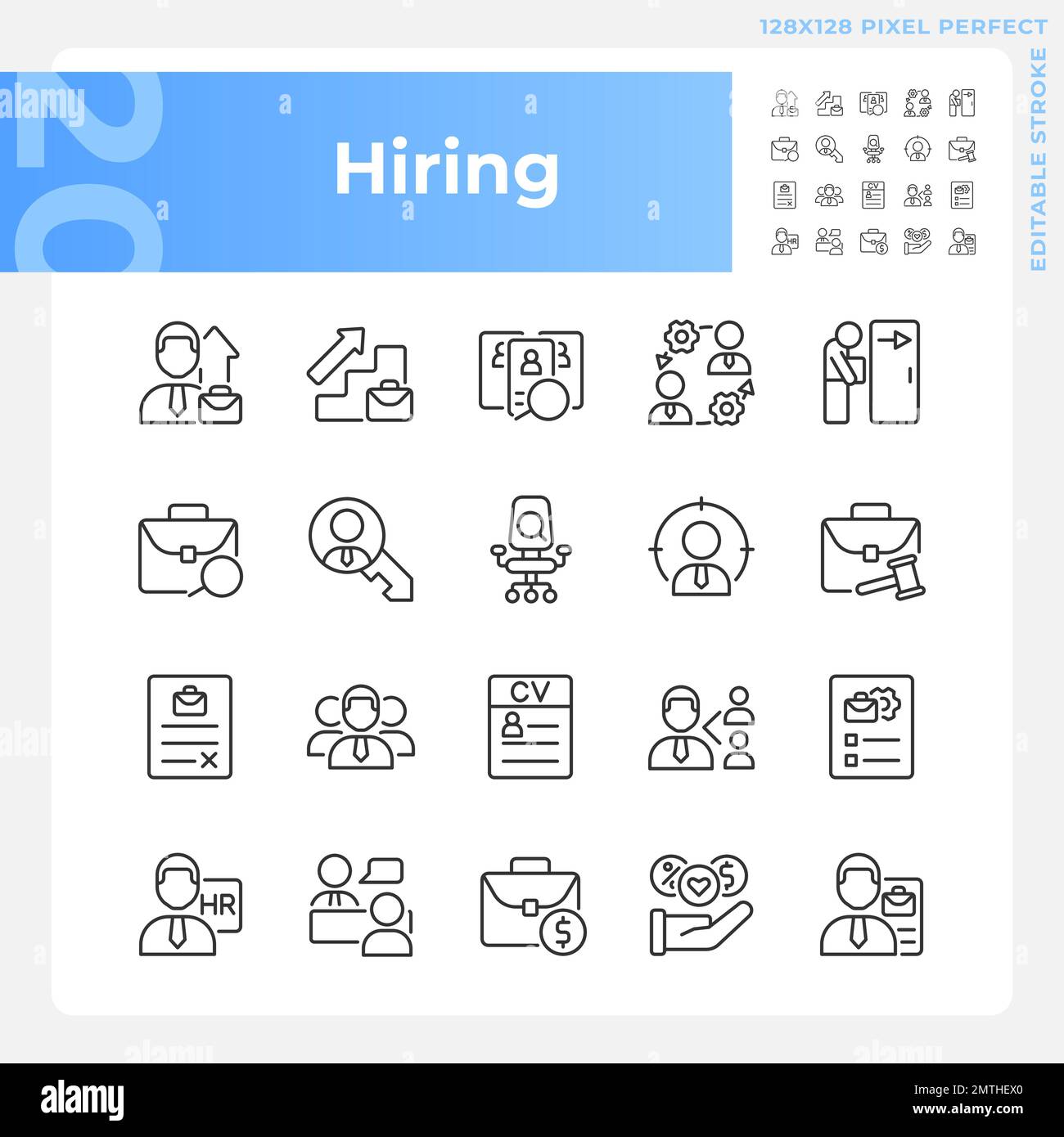 Hiring pixel perfect linear icons set Stock Vector Image & Art - Alamy