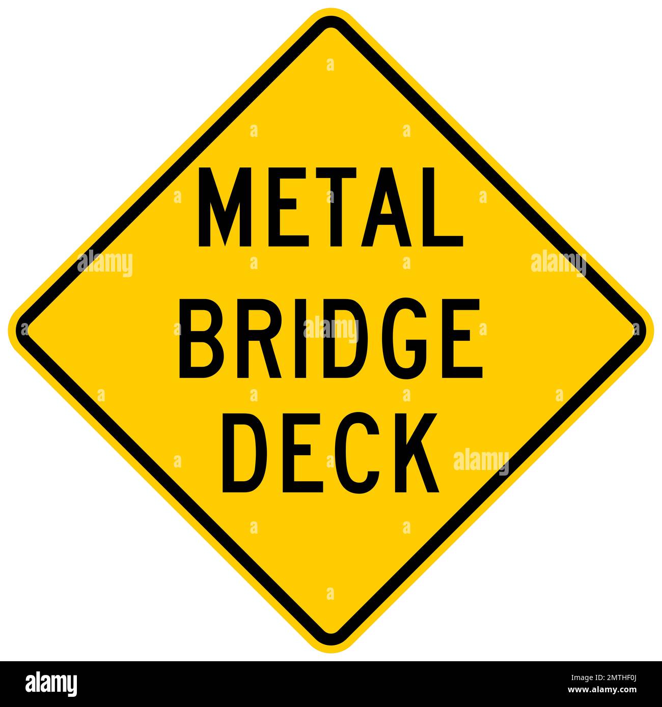 Metal bridge deck warning sign Stock Photo - Alamy