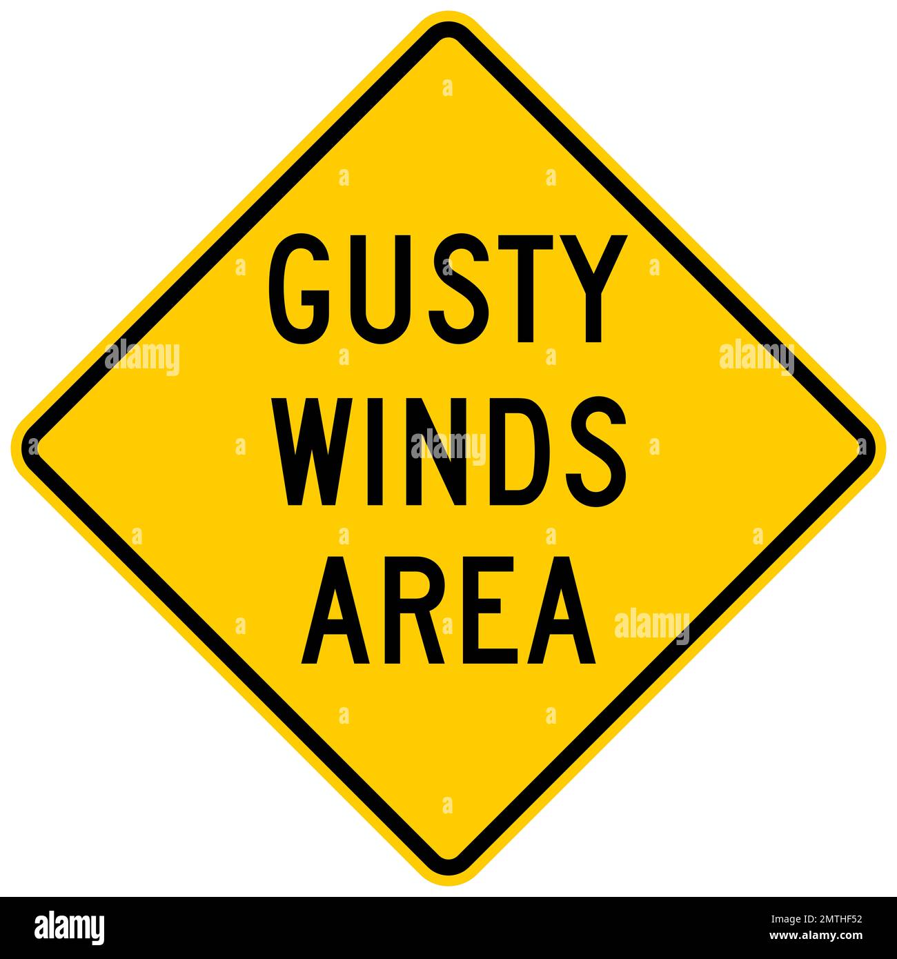 Gusty winds area warning sign Stock Photo - Alamy