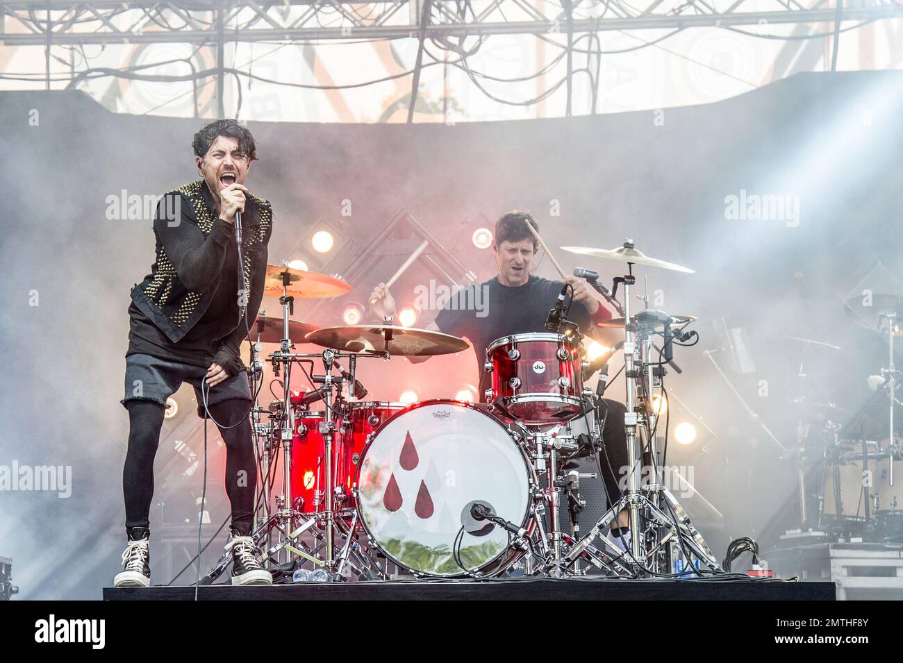Davey Havok, left, and Adam Carson of AFI performs at the Bunbury Music ...