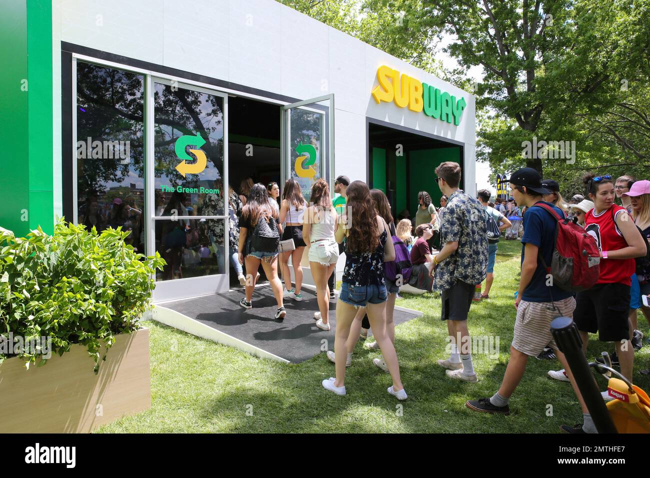 IMAGE DISTRIBUTED FOR SUBWAY - Festival goers line up outside The Green ...