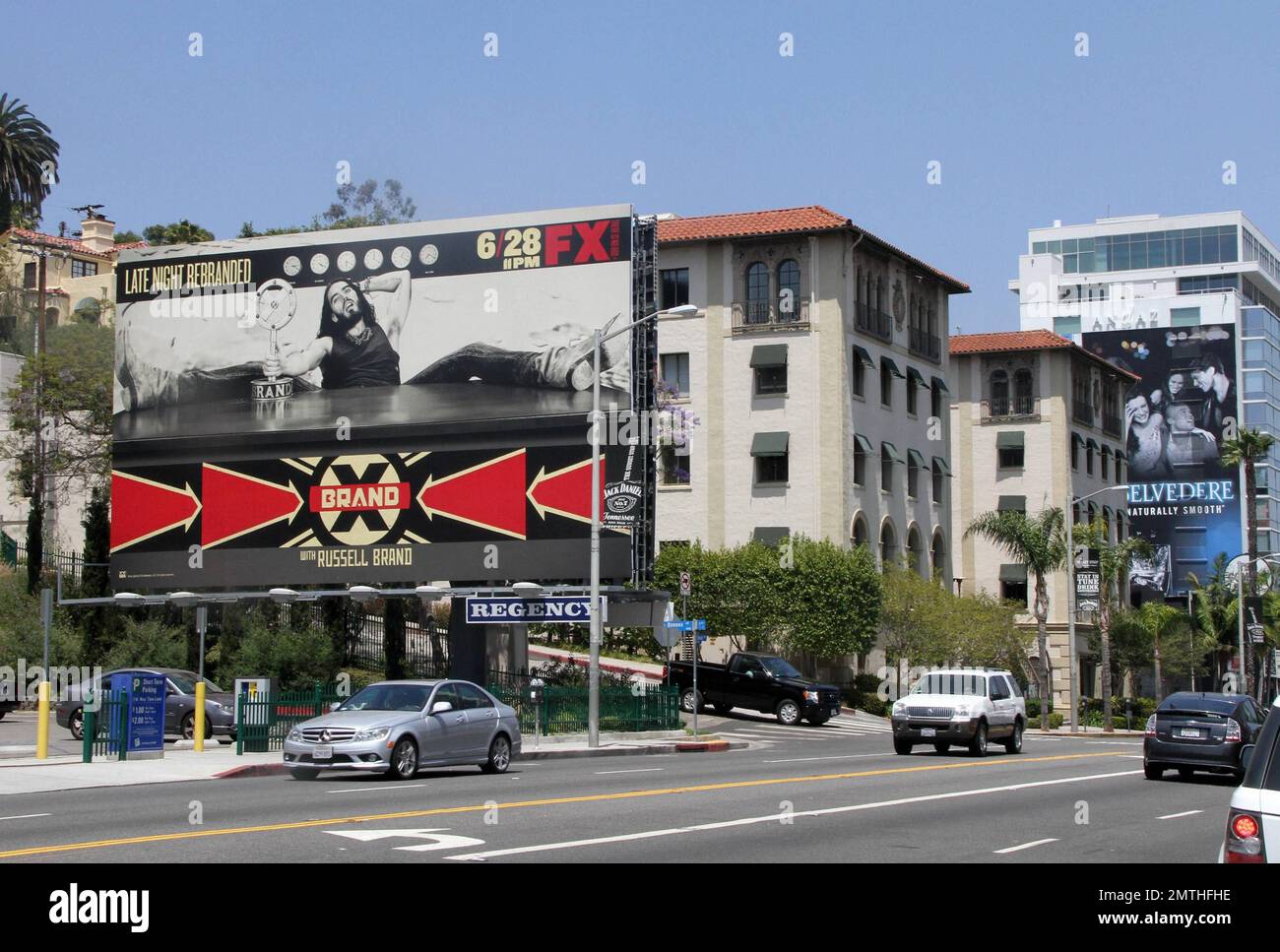 Billboard of Russell Brand dominates the on Sunset Strip in West ...