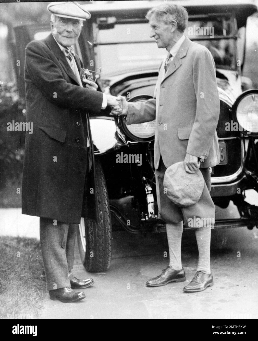 Harvey Firestone Sr. meets J.D. Rockefeller at Ormond Beach, Fla., for ...