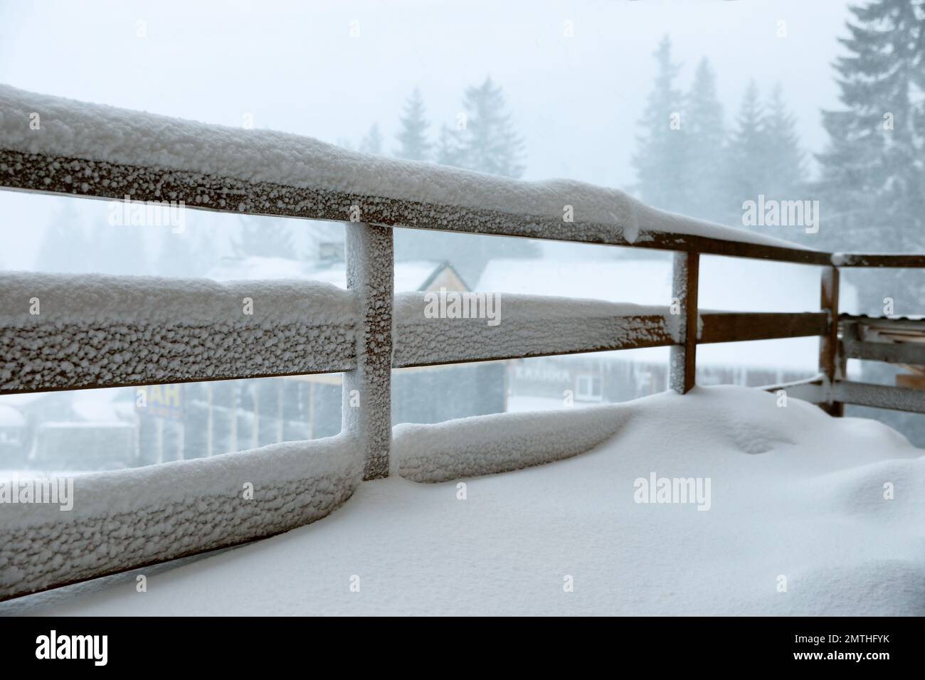 Beautiful view snowy balcony hi-res stock photography and images - Alamy