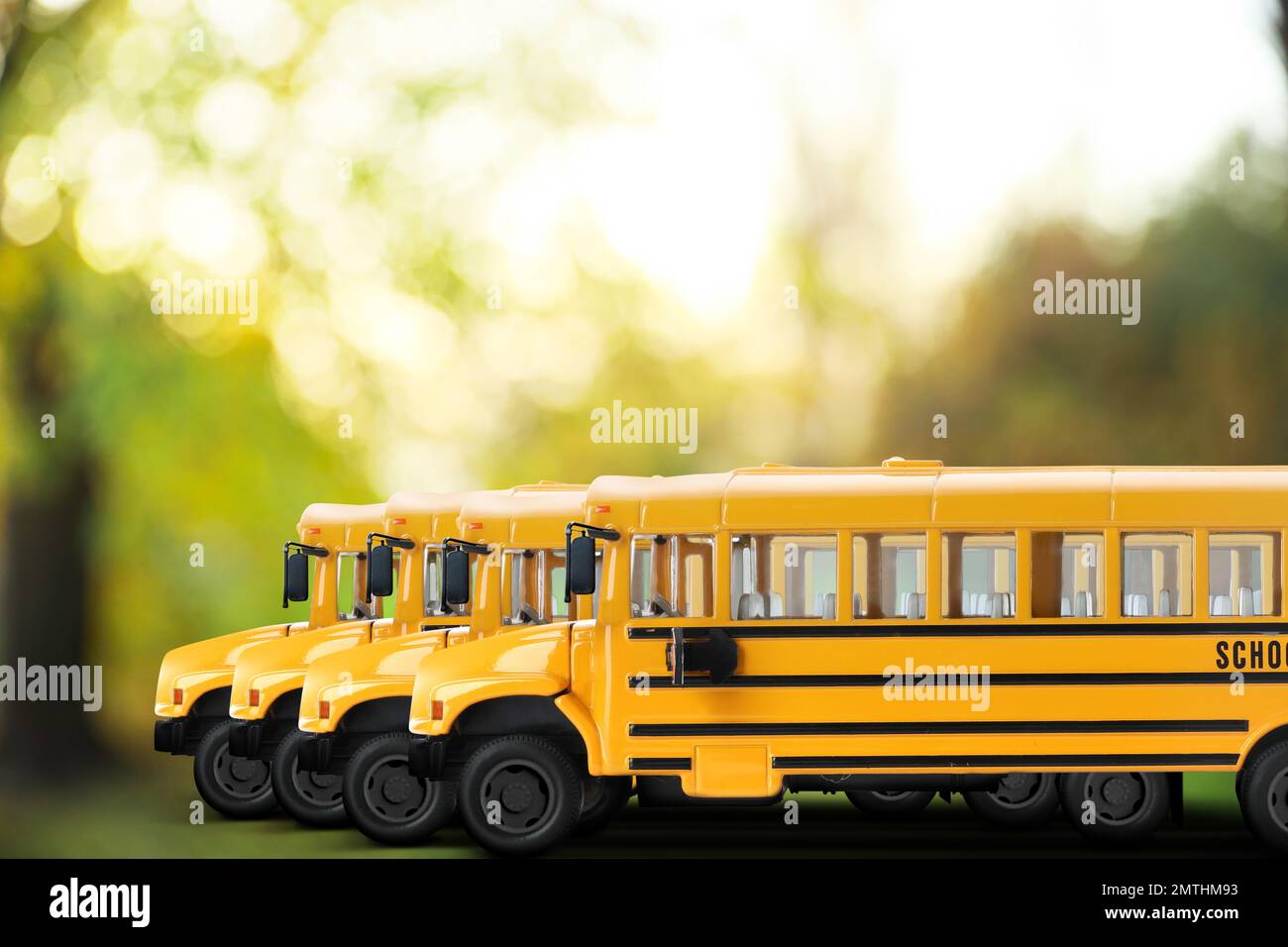 Yellow school buses outdoors. Transport for students Stock Photo - Alamy