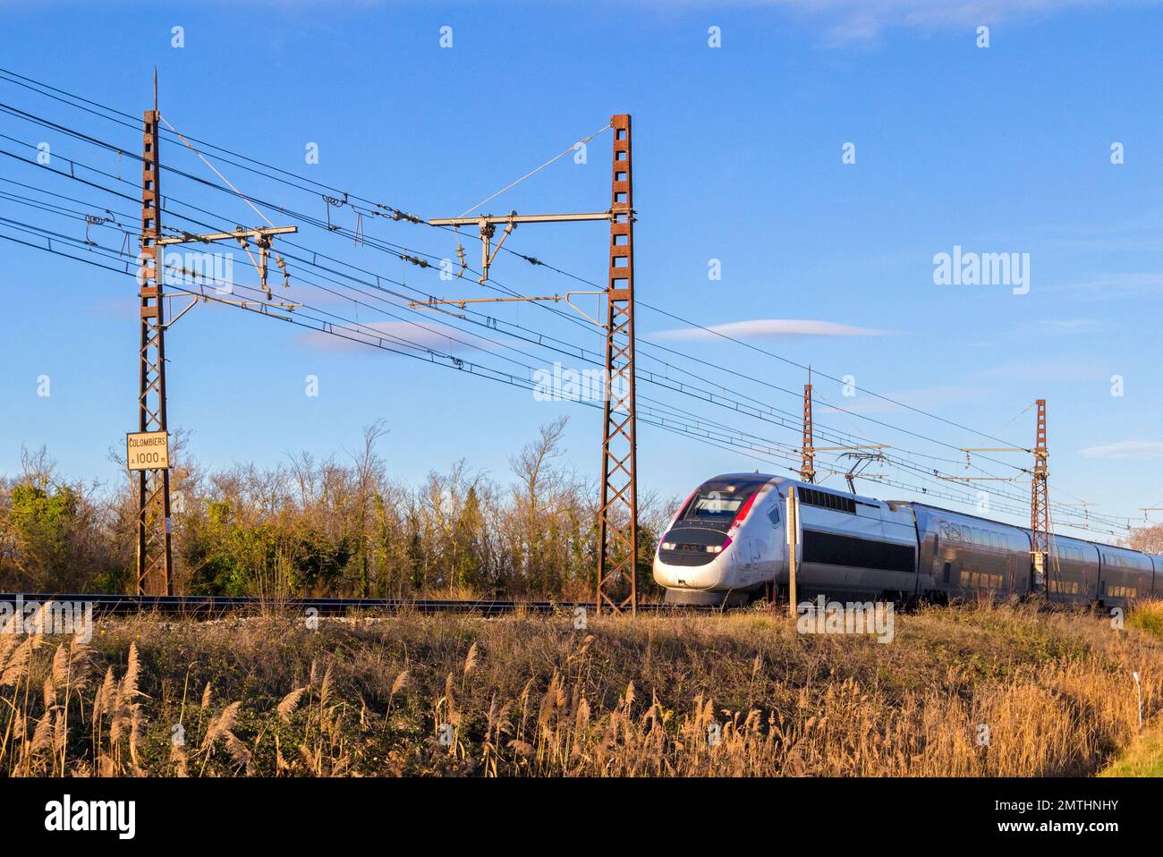 TGV Inoui train : Rail passenger transport between Beziers and Narbonne ...