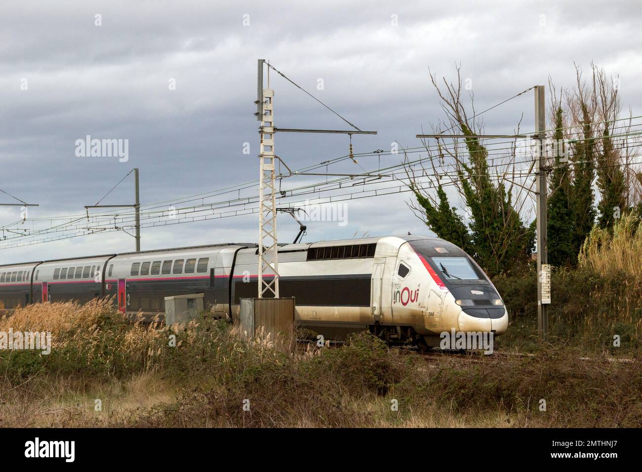 TGV Inoui train : Rail passenger transport between Beziers and Narbonne ...
