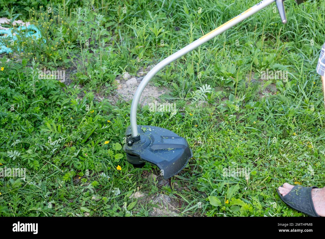 Close up man mows grass hi-res stock photography and images - Alamy