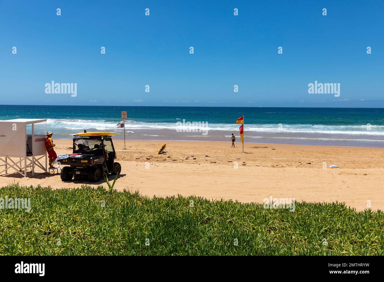 Warriewood beach Sydney, surf rescue lifeguards volunteers with beach ...