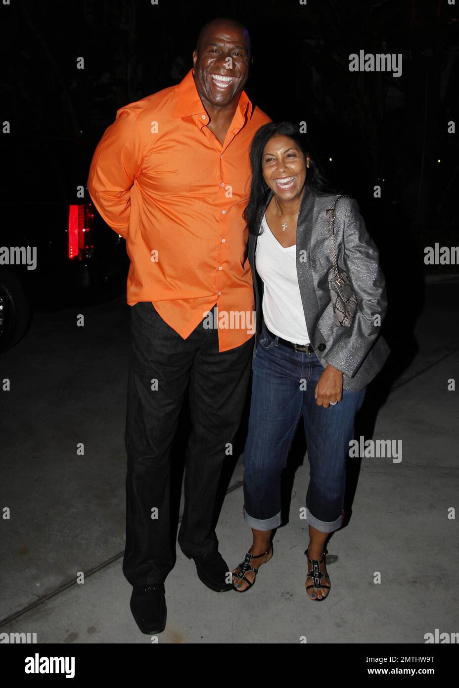 Magic Johnson and wife arrive to the Sade concert held at the Staples ...