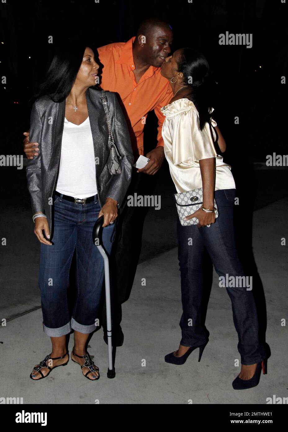 Magic Johnson, wife and daughter arrive to the Sade concert held at the ...