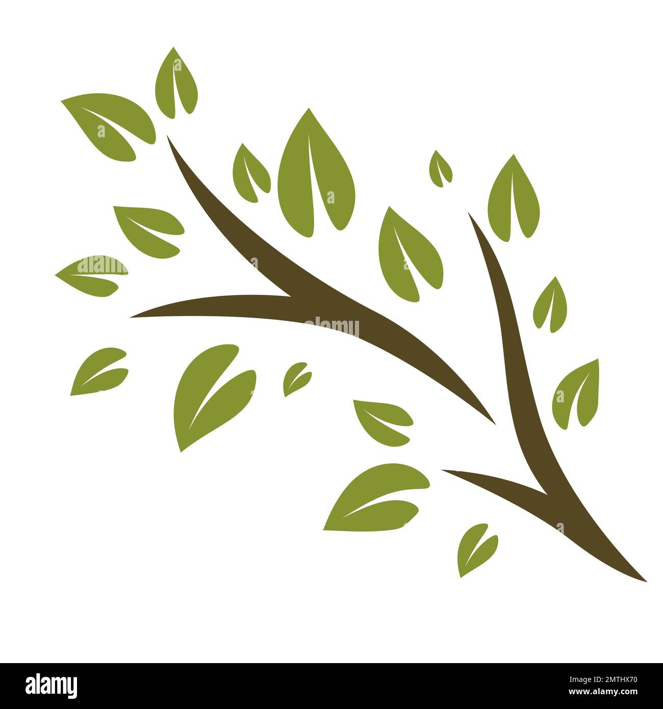 Illustration of sprig with green leaves. Decorative plant Stock Vector ...