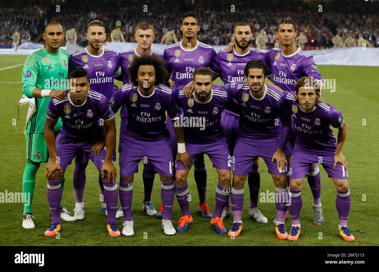 Real Madrid line up during the Champions League final soccer match ...