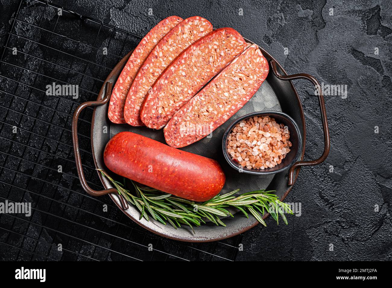 Turkish Sliced Sucuk beef meat sausage ready for cooking. Black ...