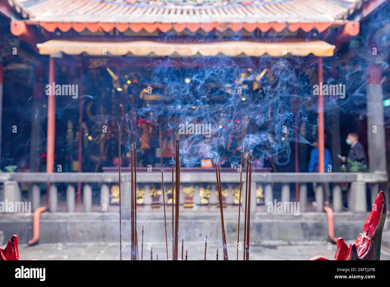 Close up shot of incense burning in the Temple at Taipei, Taiwan Stock ...