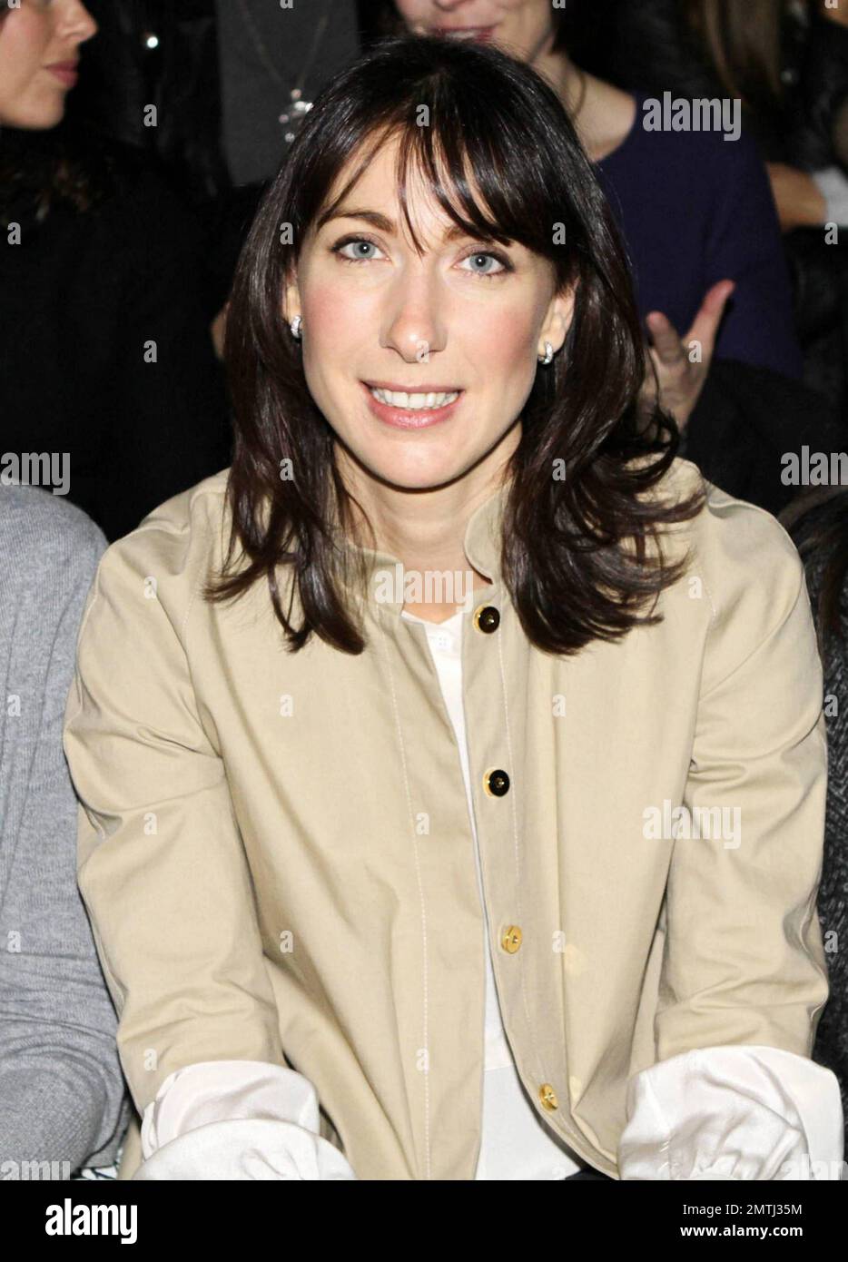 In A Simple Trench Coat And Black Trousers Samantha Cameron Wife Of Uk