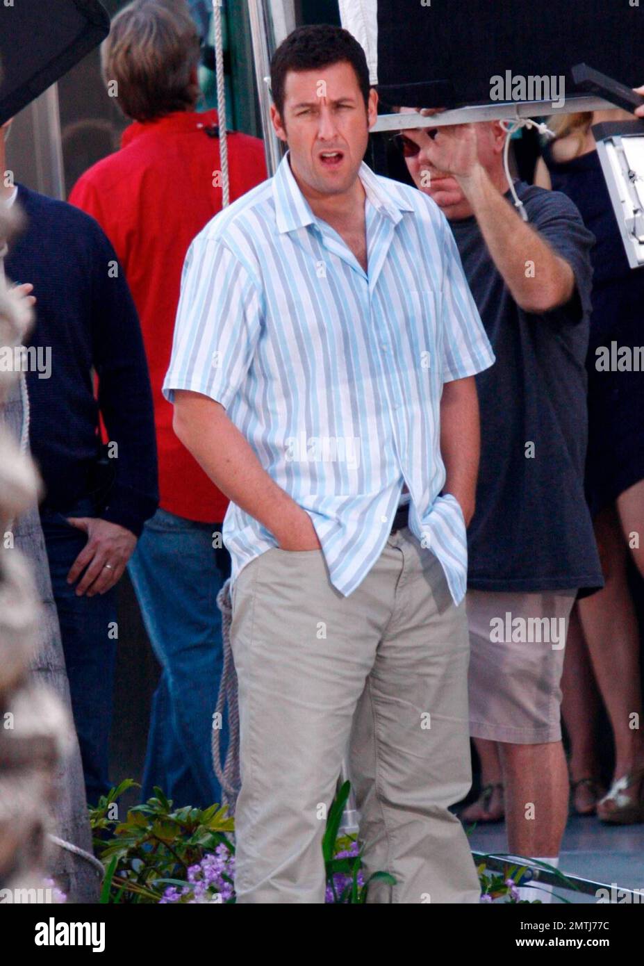 Adam Sandler and Jennifer Aniston shoot a scene for their new film ...