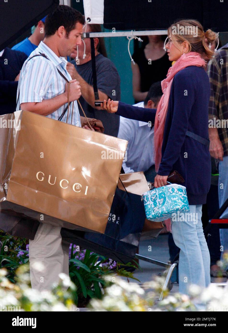 Adam Sandler and Jennifer Aniston shoot a scene for their new film ...
