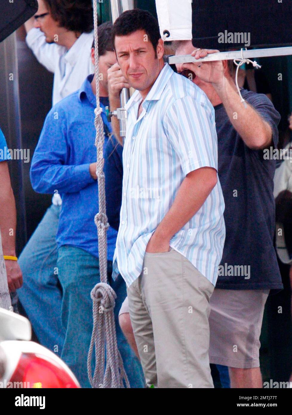 Adam Sandler and Jennifer Aniston shoot a scene for their new film ...