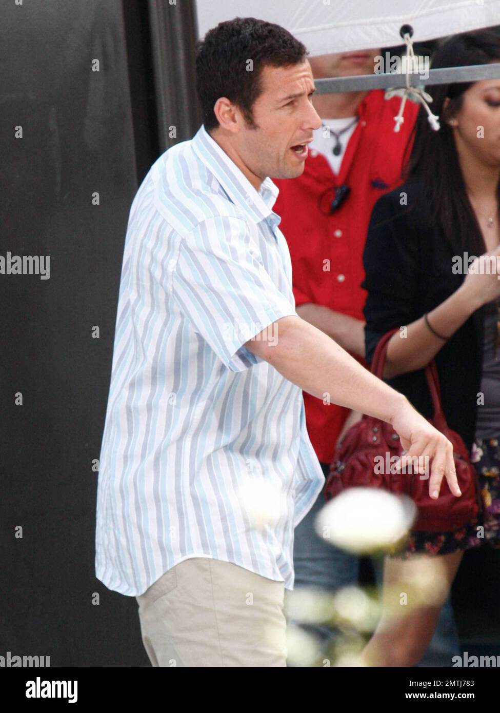 Adam Sandler and Jennifer Aniston shoot a scene for their new film ...