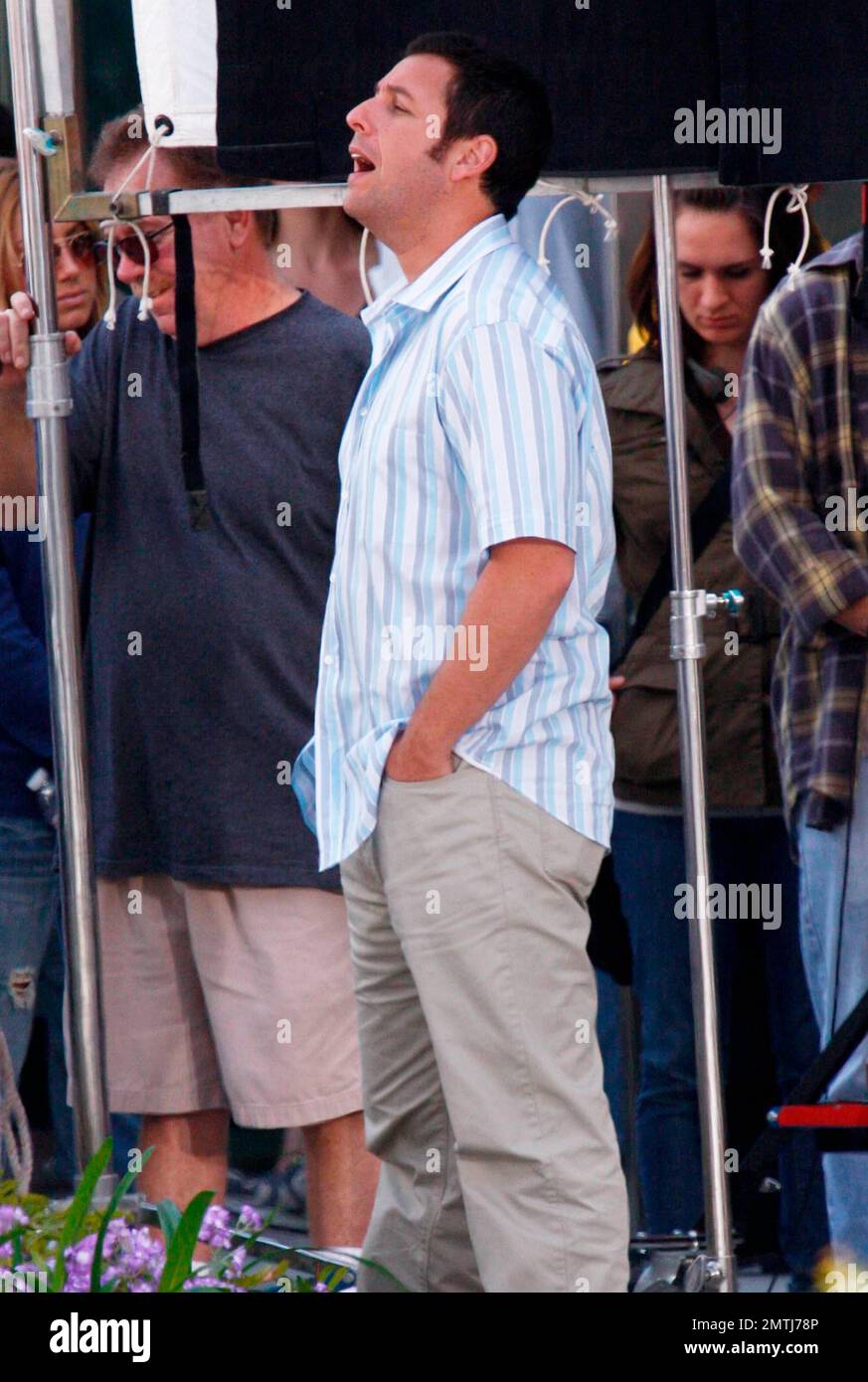 Adam Sandler and Jennifer Aniston shoot a scene for their new film ...