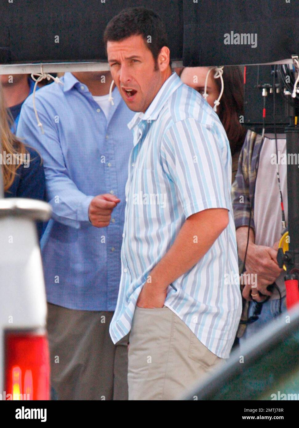Adam Sandler and Jennifer Aniston shoot a scene for their new film ...