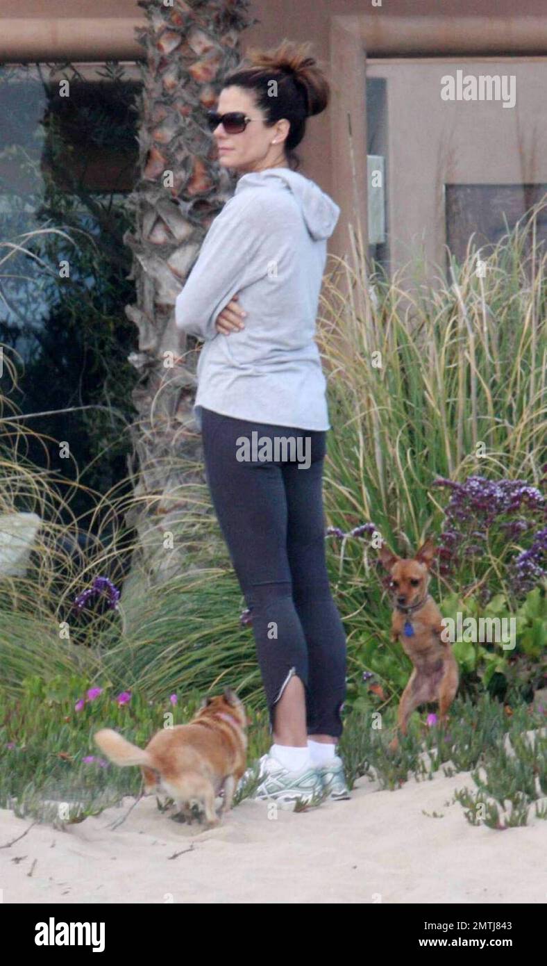 Exclusive!! Sandra Bullock spends a day at her beach house with her two ...