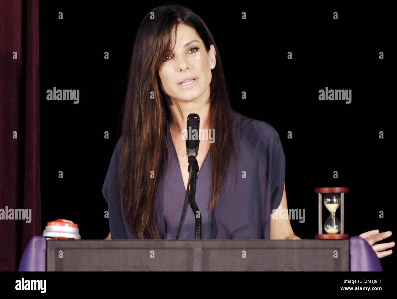 Actress Sandra Bullock smiles during a ribbon-cutting ceremony opening ...