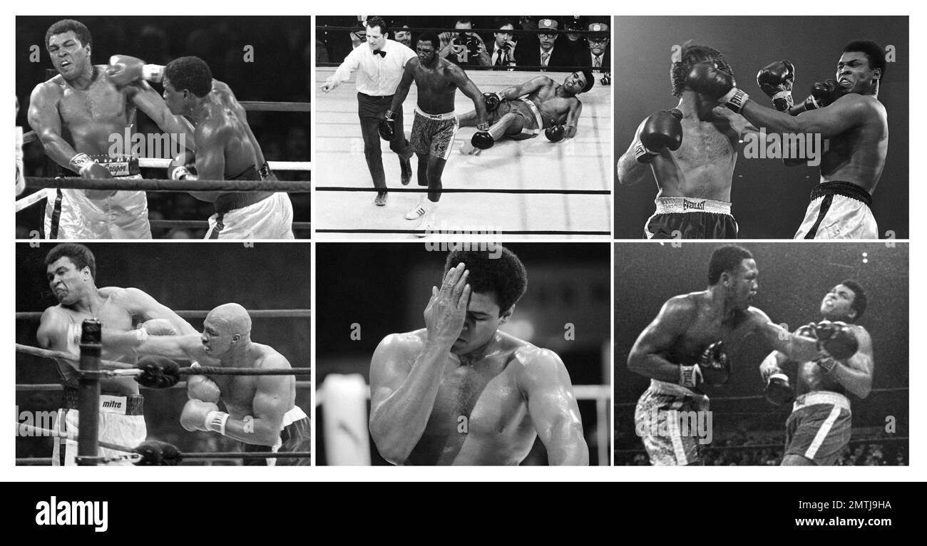 FILE - Clockwise from top left are file photos showing Muhammad Ali ...