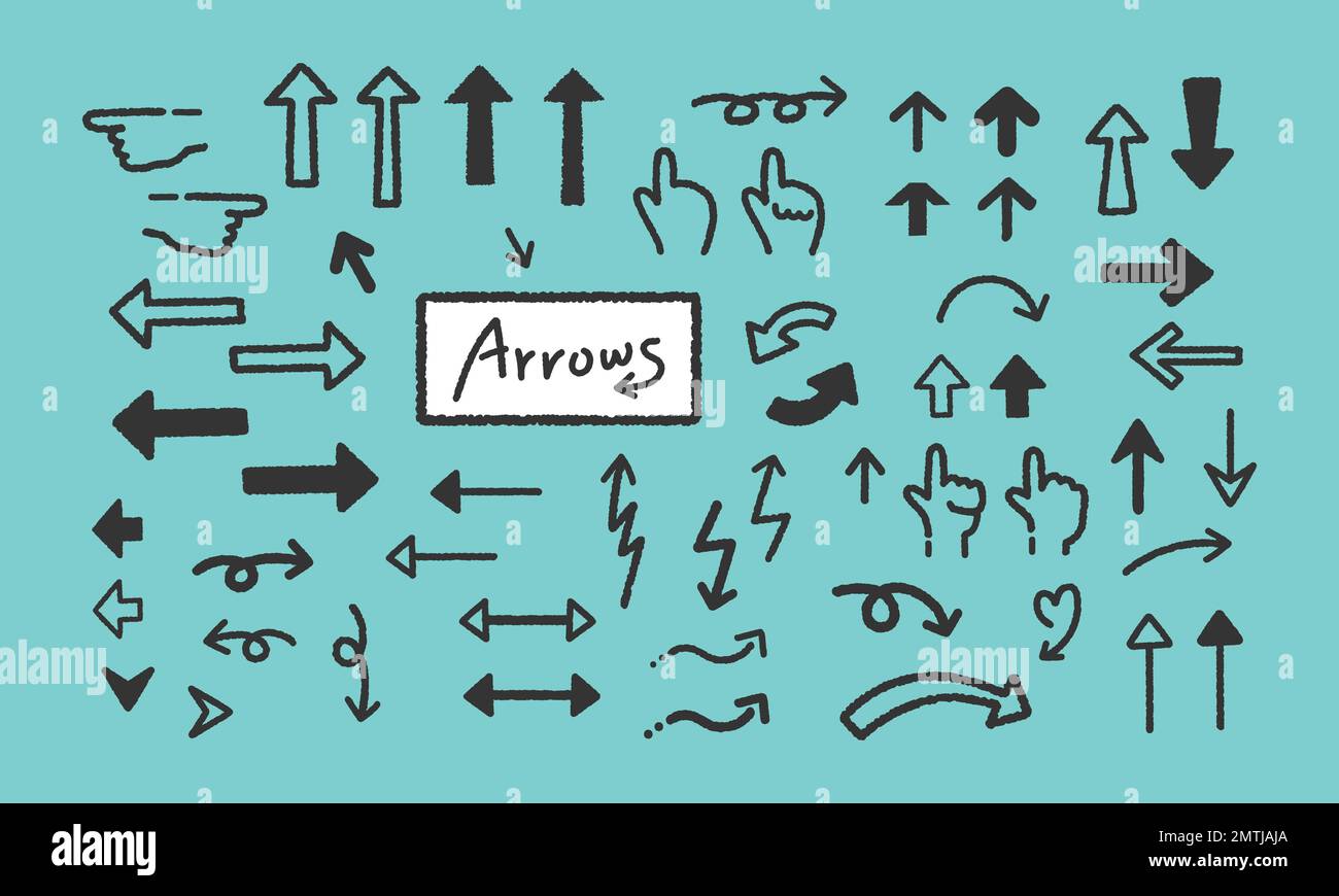 Set of hand-drawn arrows and marks for a comic book design. Vector ...