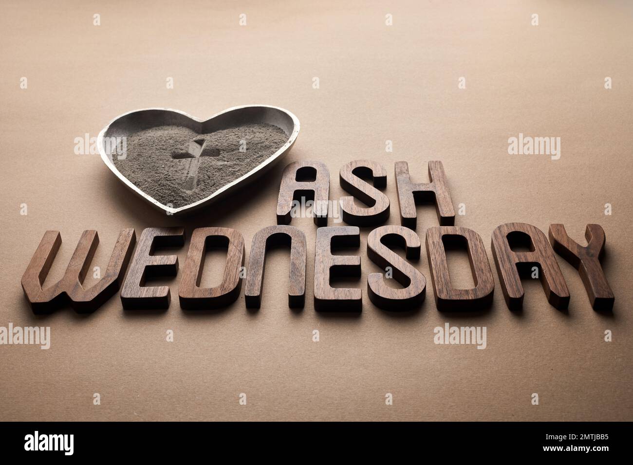 Ash wednesday, crucifix made of ash, dust as christian religion. Lent ...