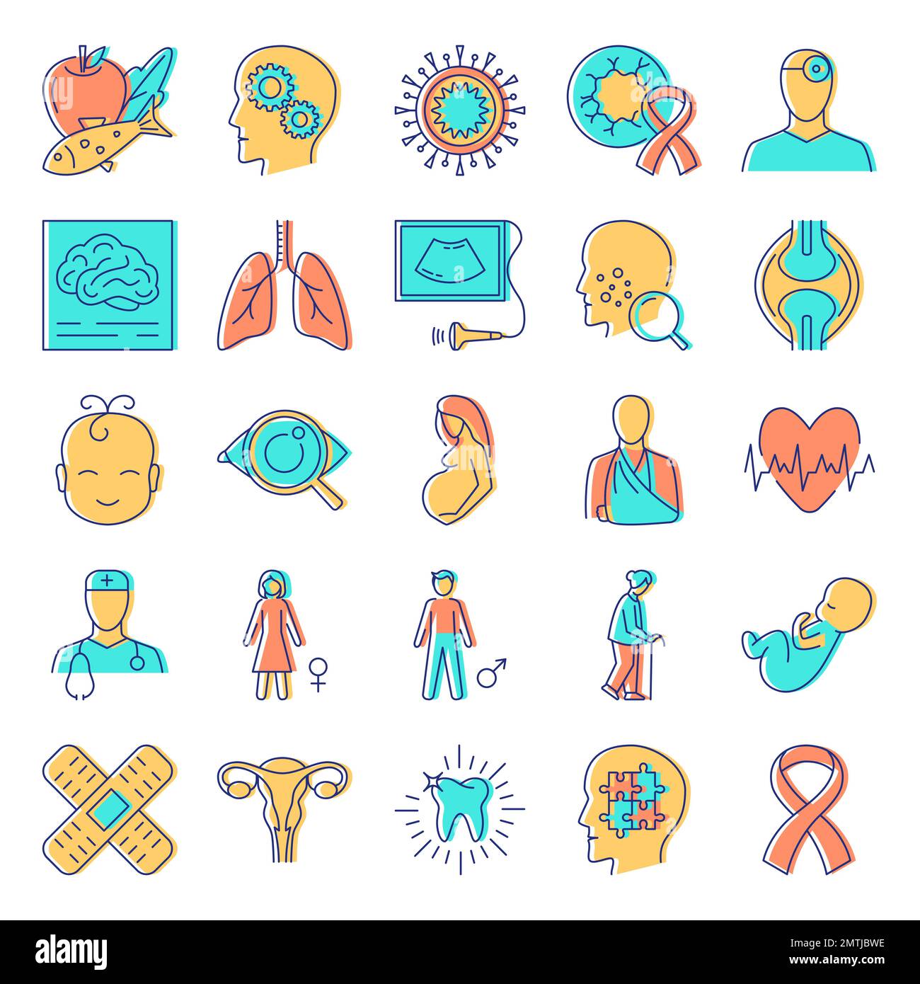Medical specialty icon set in line style. Medicine and healthcare ...