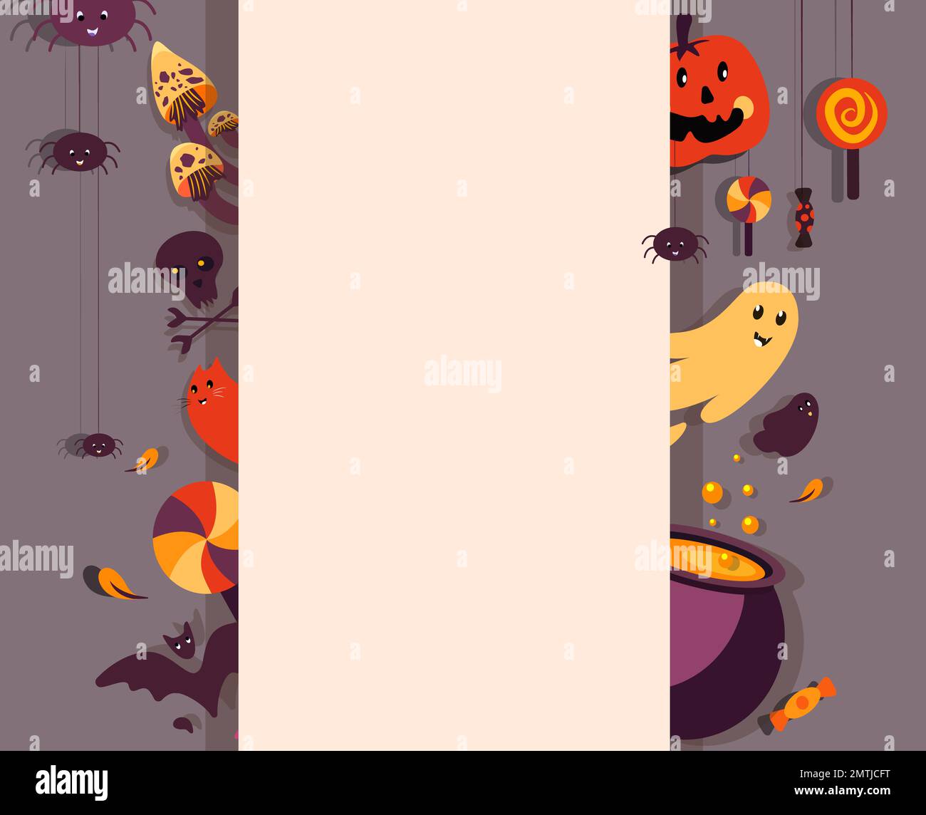 Happy Halloween Banner Party Invitation.Bright Greeting Card.Funny Cat ...