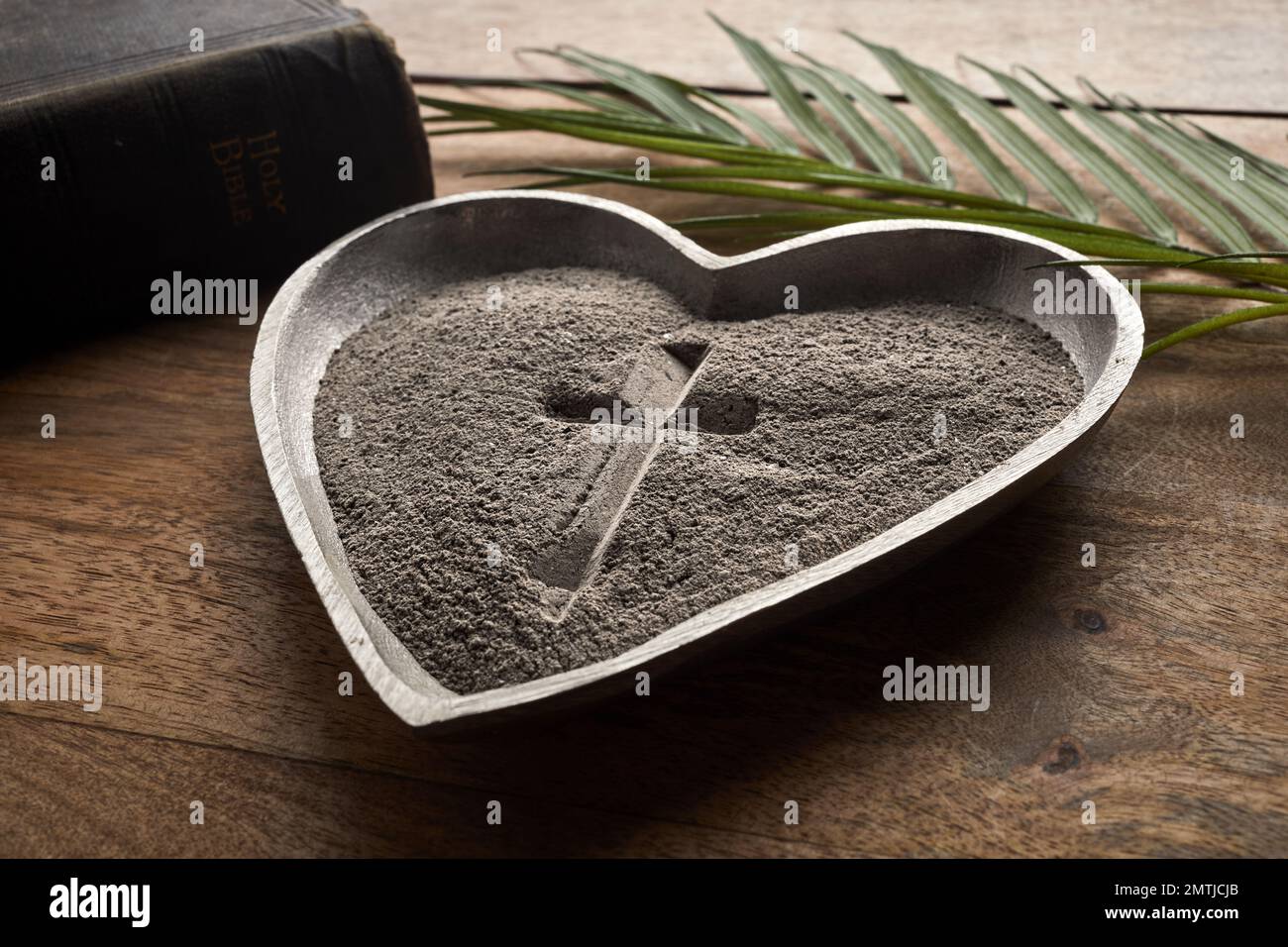 Ash wednesday, crucifix made of ash, dust as christian religion. Lent ...