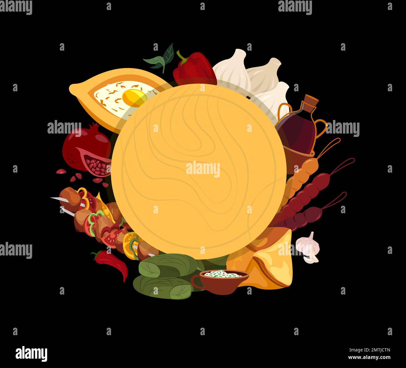 Georgian cuisine Banner Menu.Asian Traditional Food.Different dishes ...