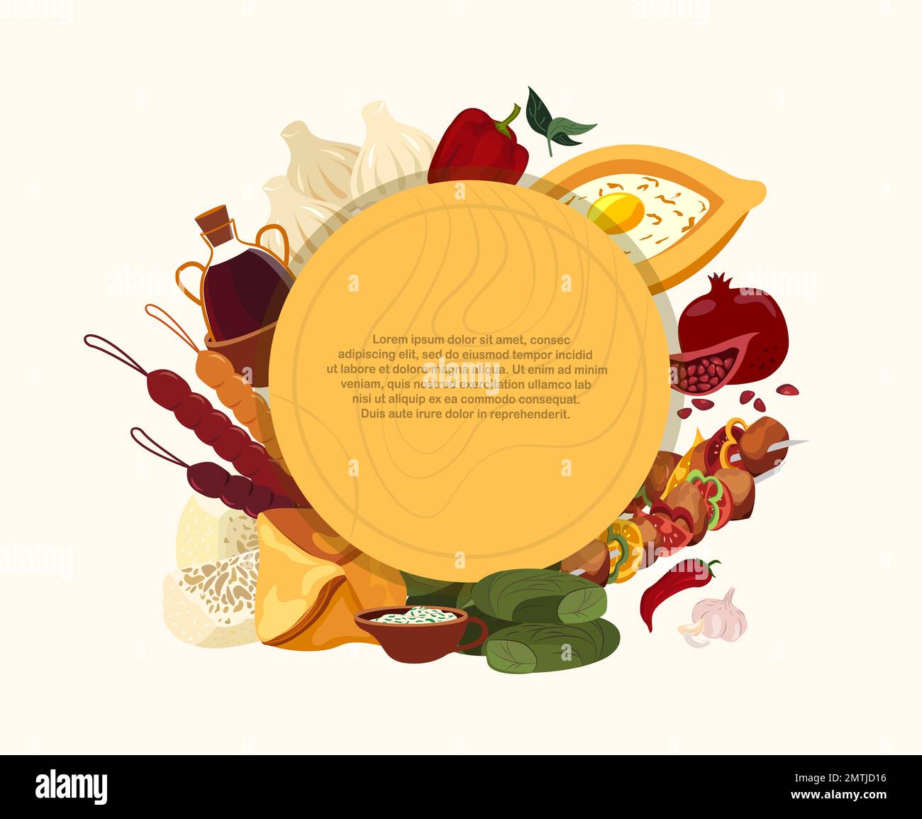 Georgian cuisine Banner Menu.Asian Traditional Food.Different dishes ...