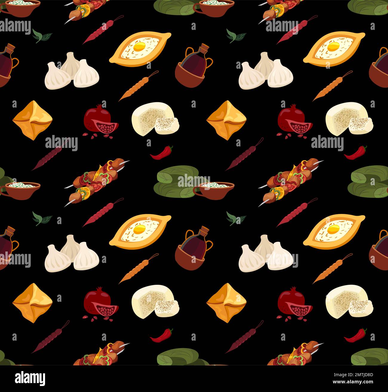 Georgian cuisine Menu Seamless Pattern.Asian Traditional Food Endless ...