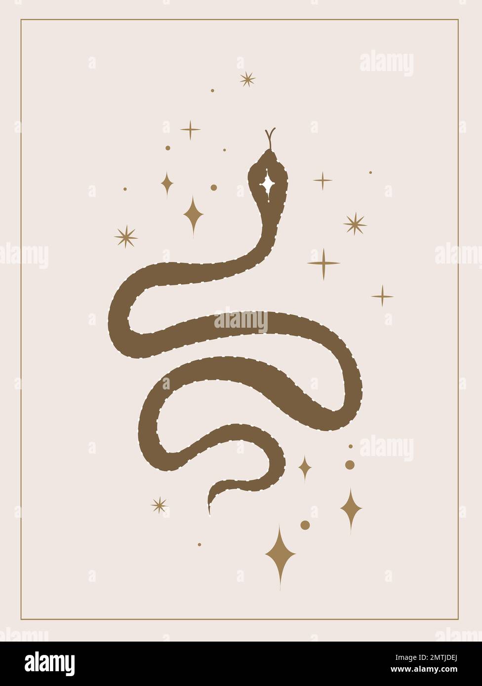 Mysterious Reptile Snake in boho style with Stars.Esoteric Symbol ...