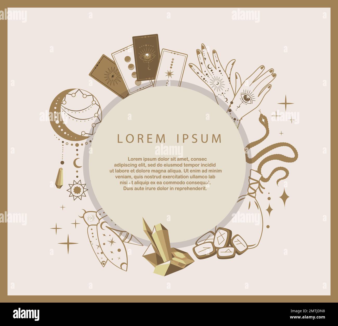 Magic Esoteric Beige Round logo template illustration,flyer,card ...