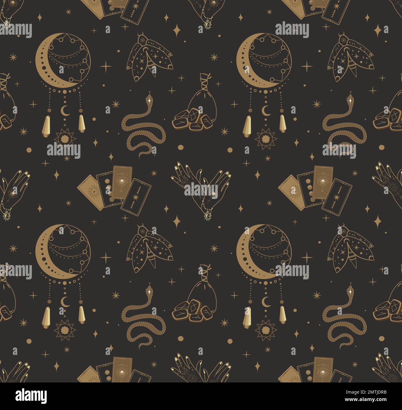 Magic symbols collection set Seamless Pattern.Esoteric,Mysterious boho ...