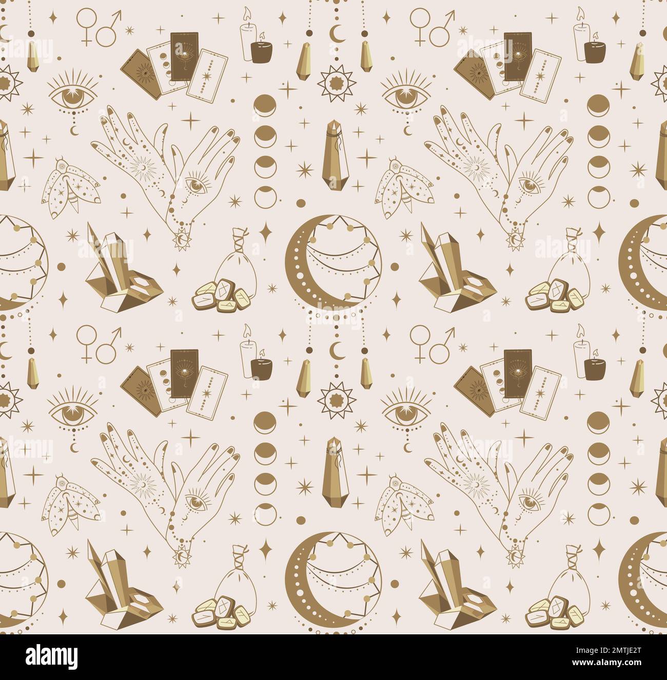 Magic symbols collection set Seamless Pattern.Esoteric,Mysterious boho mystical elements,magic ...